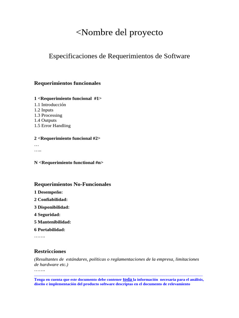 Modelo IEEE-830 - Especificaciones de Requerimientos | PDF
