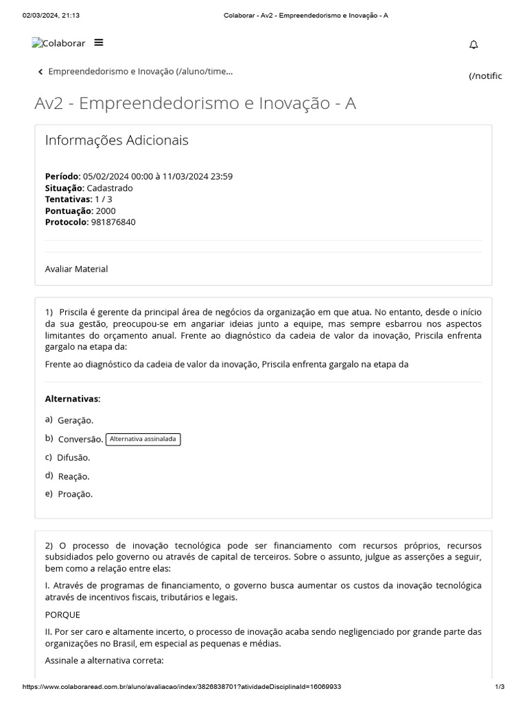 Av2 Emprendedorismo | PDF
