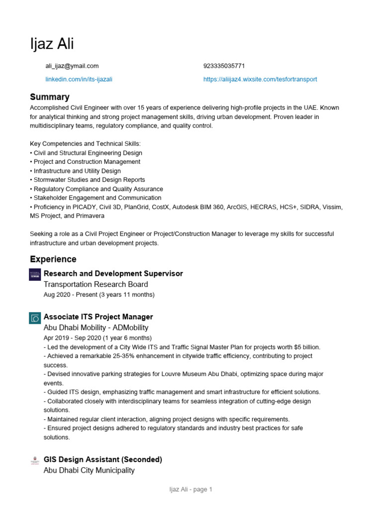 Ijaz A - CEng CV | PDF