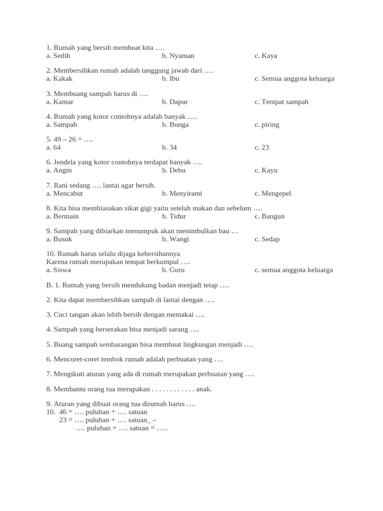 kelas 1 tema 6 | PDF