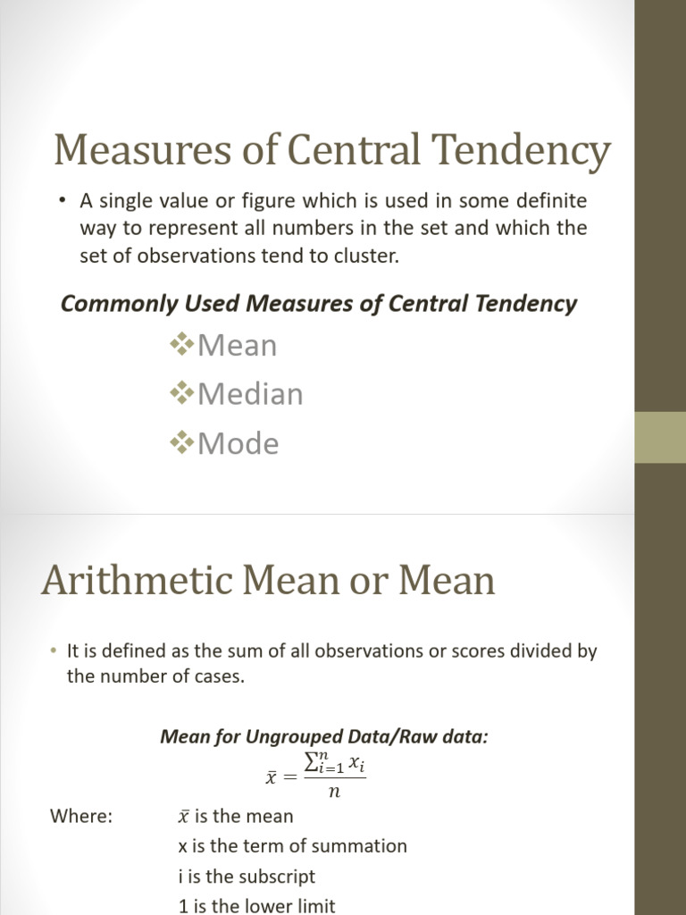 Measures of Central Tendency | PDF