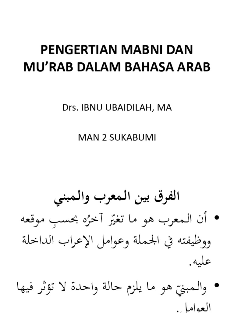 Mabni Dan Mu'rab Dalam Bahasa Arab | PDF