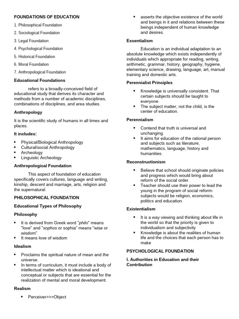 Foundations of Education | PDF