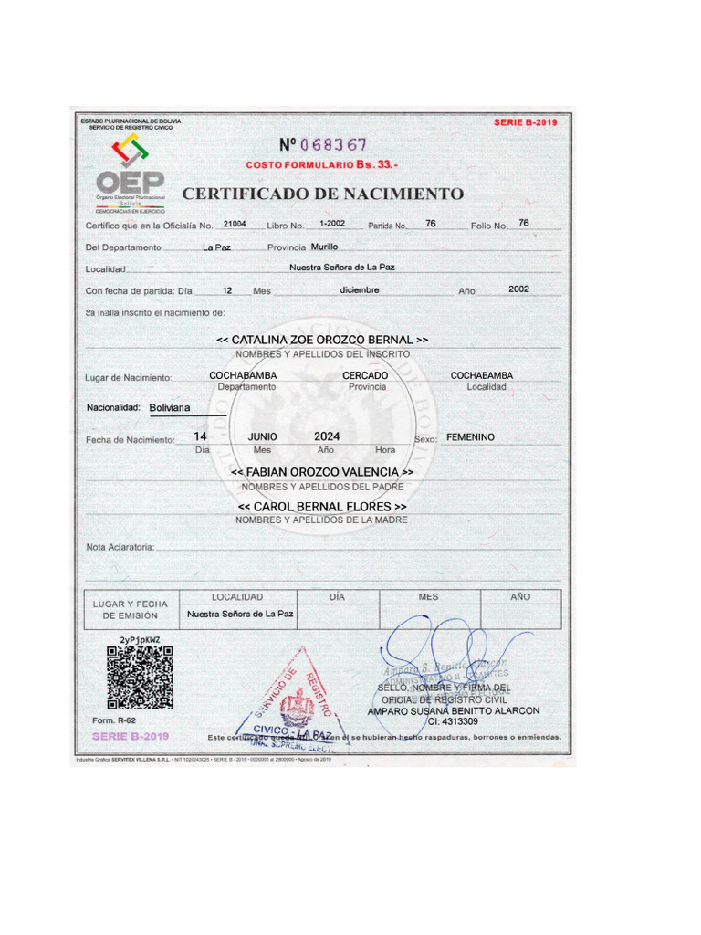 Certificados de Nacimiento | PDF