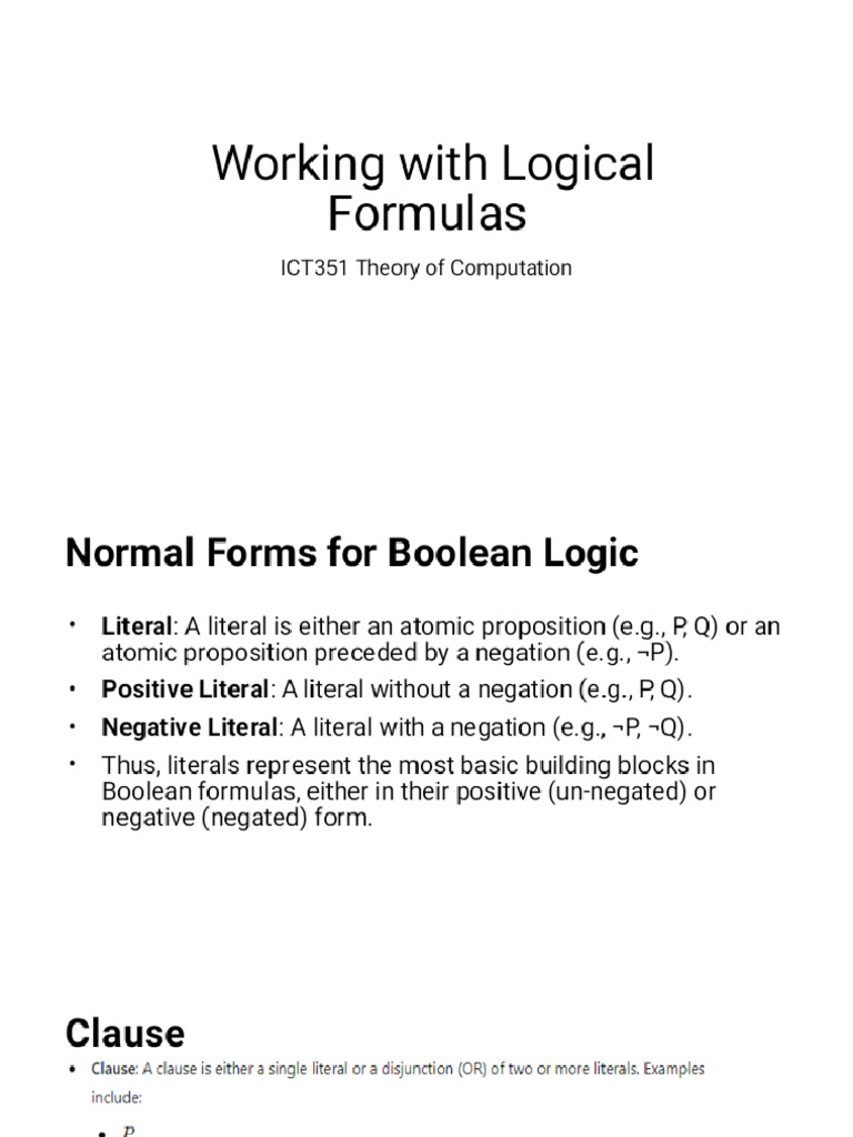 Logical Formulas Lect 3 Phoenix | PDF