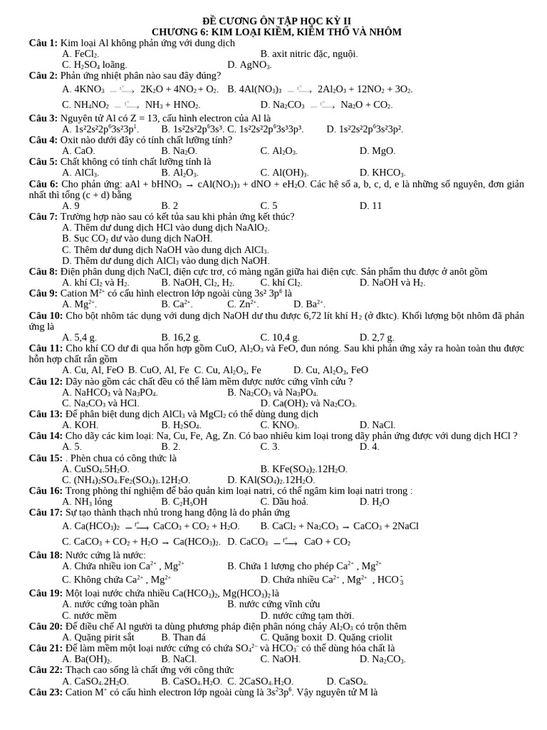 De Cuong Thi HK2 | PDF