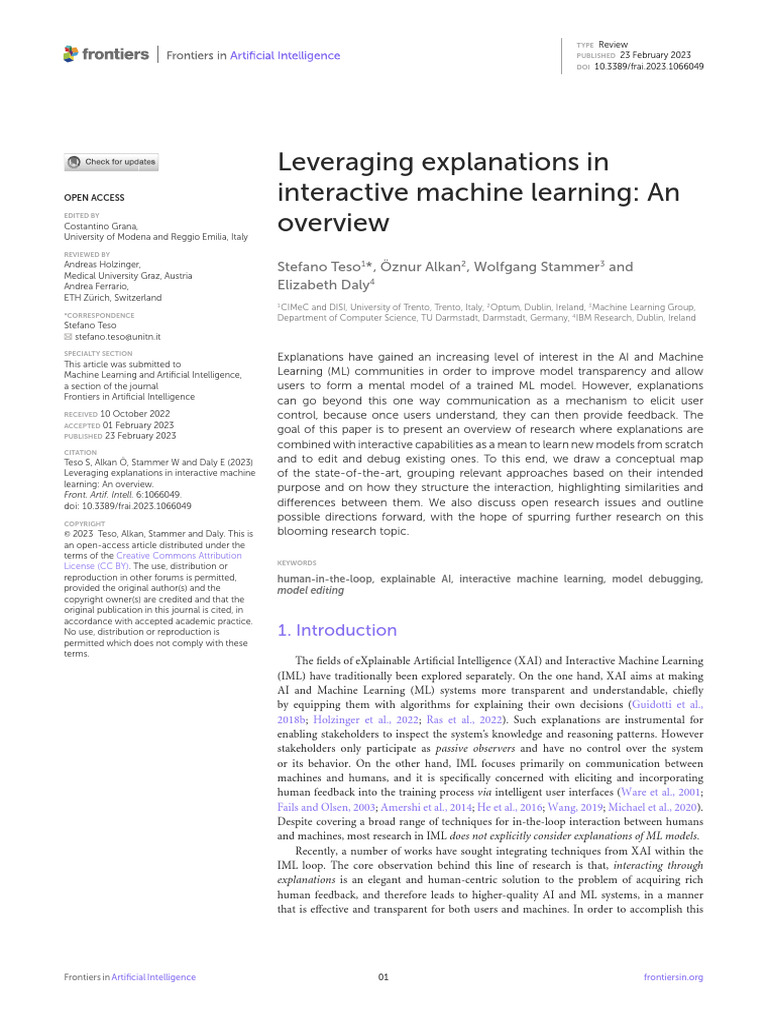 Leveraging Explanations in Interactive Machine Learning | PDF