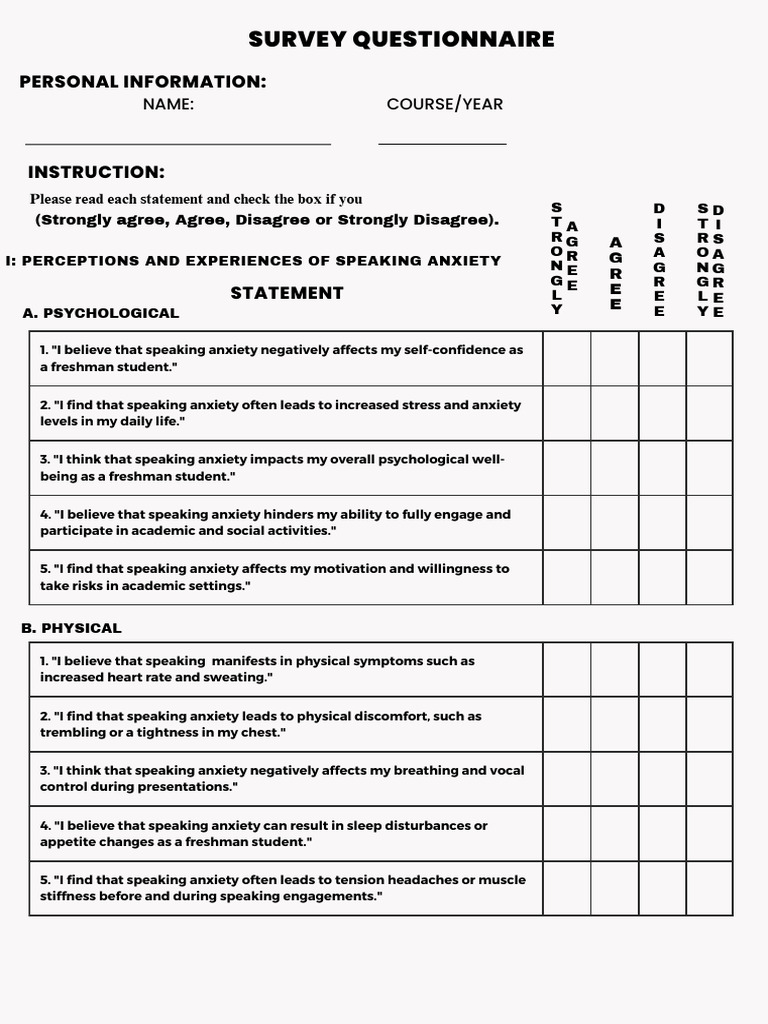 Survey Questionnaire | PDF