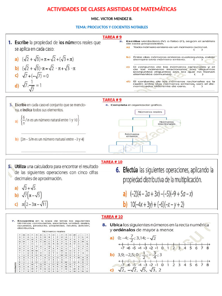 10 Egb - Tareas - C Asistidas - Agosto | PDF
