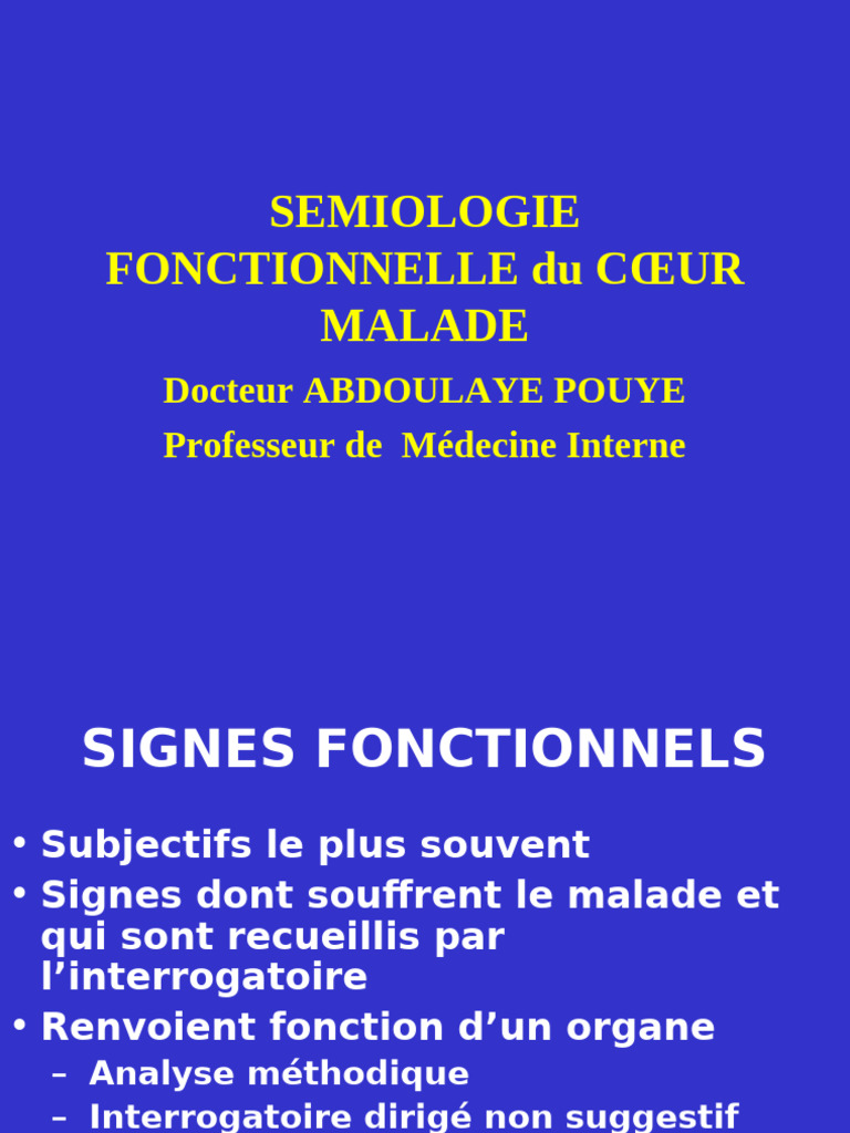 2-Semiologie Fonctionnelle Du Coeur Malade Et Des Vaisseaux | PDF