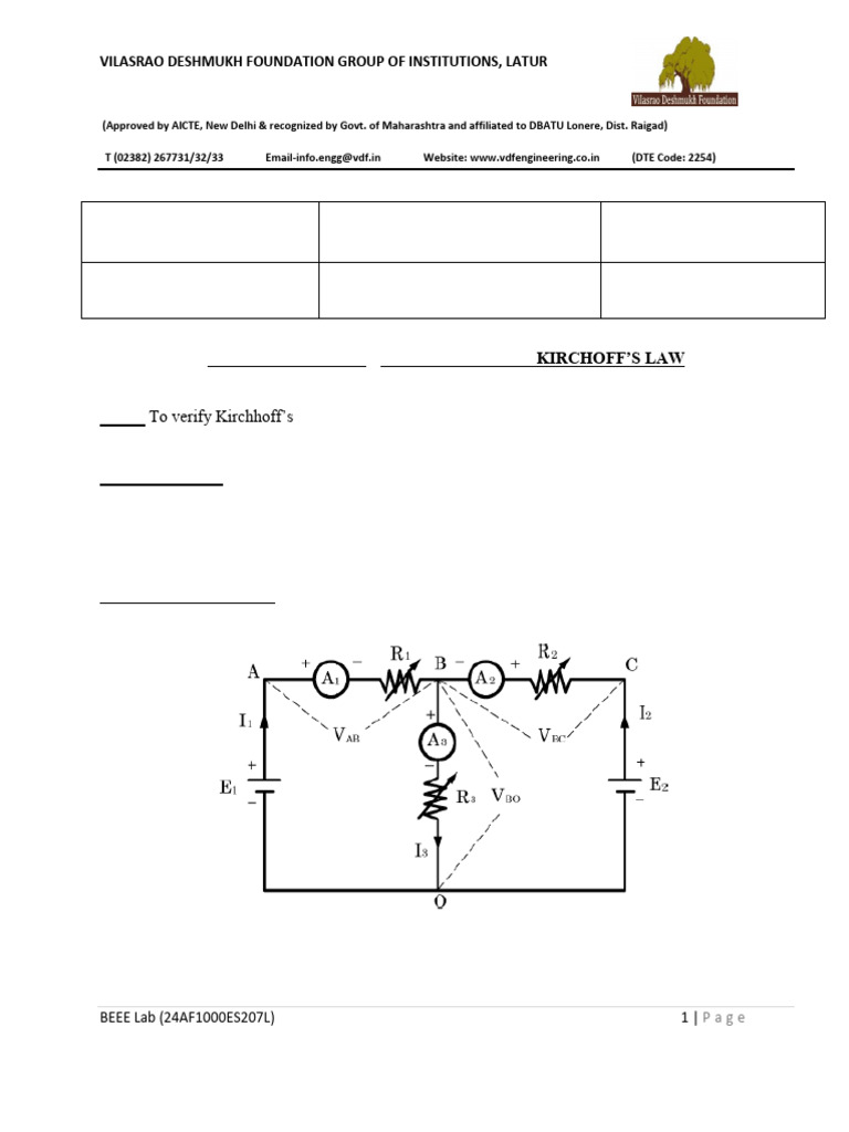 24AF1000ES207L Basic Electrical and Electronics Engineering Lab 1 Credits | PDF