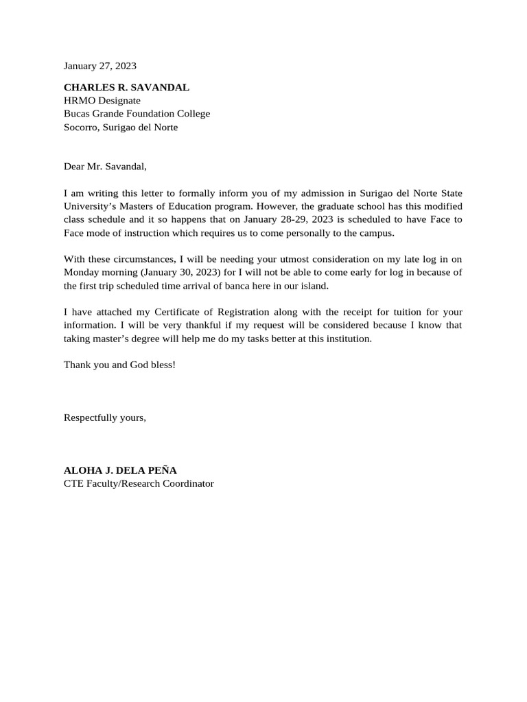 Study Leave Letter | PDF