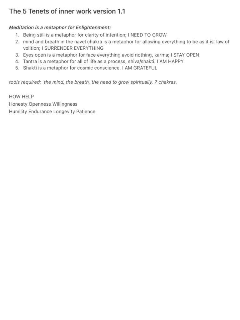 The 5 Tenets of Inner Work Version 1.1 | PDF