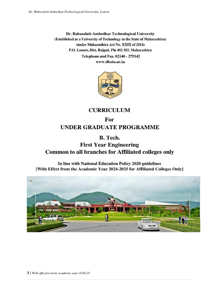 Draft of First Year B.Tech Syllabus Common To All Branches - For ...