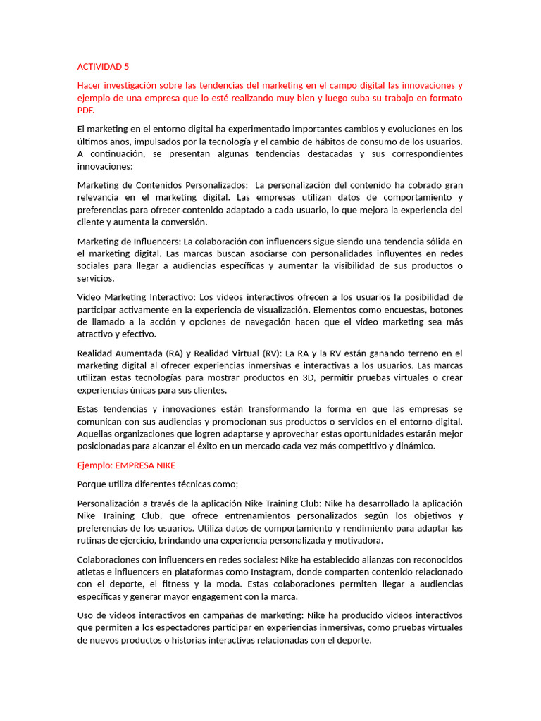 Actividad 5 Marketing | PDF
