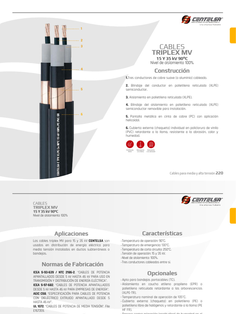 Cables para Media y Alta Tension Cables Triplex MV 15 35 | PDF