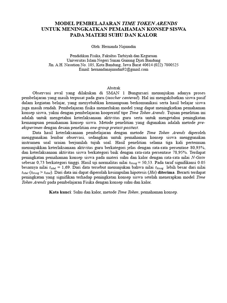 (Indonesia) Jurnal Model Pembelajaran Time Token Arends | PDF