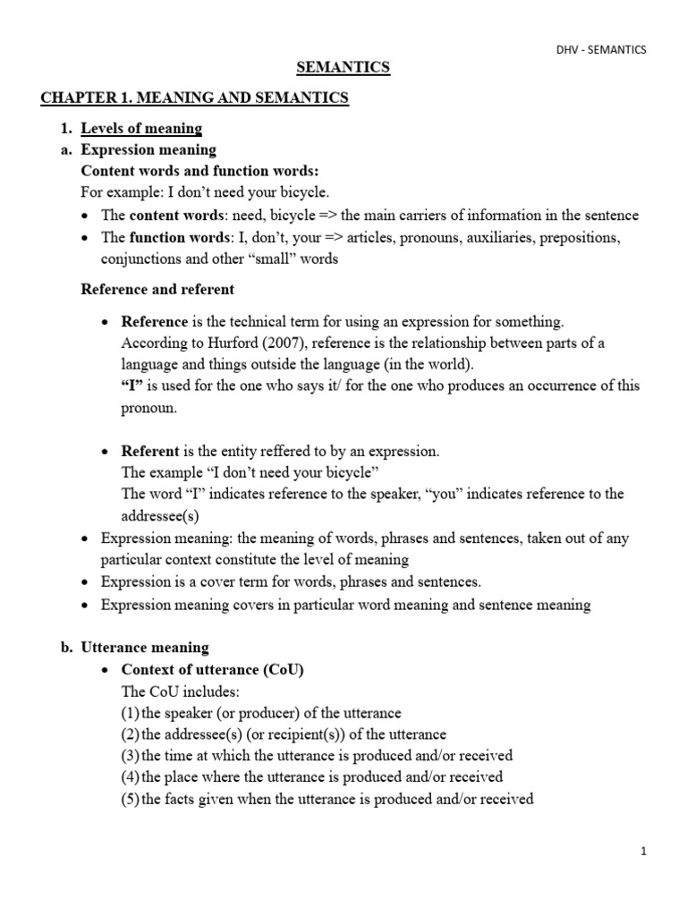 Chapter 1-2-3 - SEMANTICS | PDF
