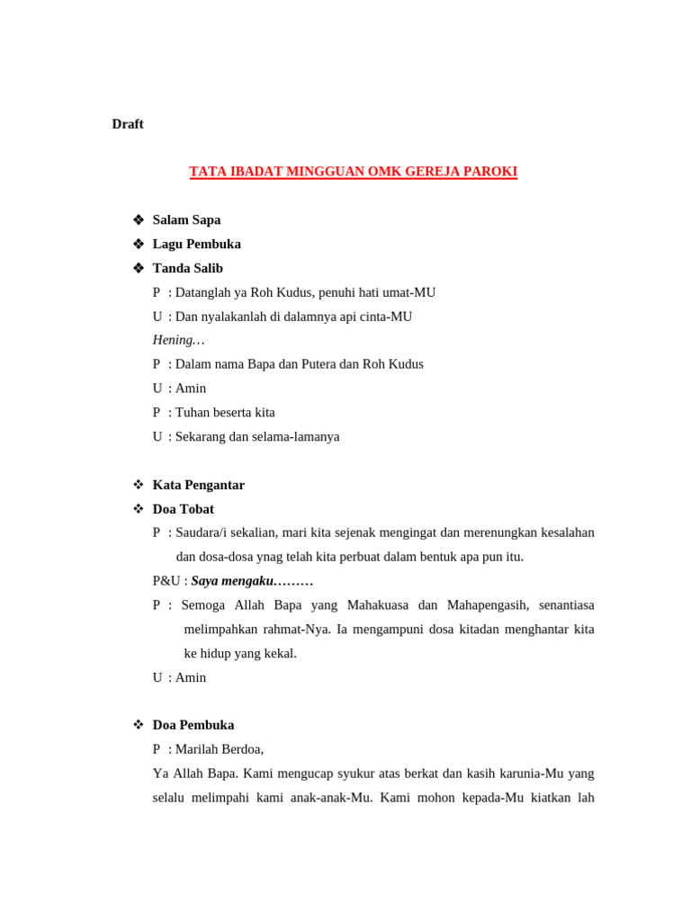 Tata Ibadat OMK GSPP | PDF