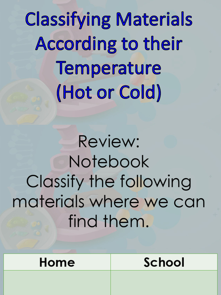 Hot and Cold Materials Classifying | PDF