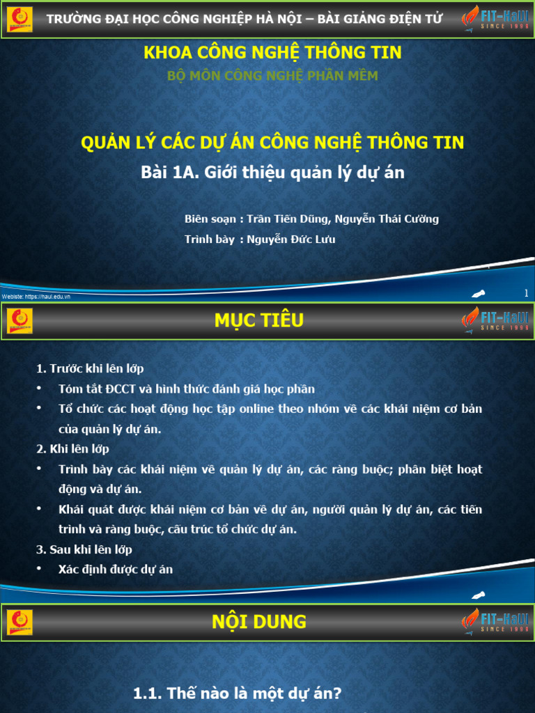 Bai1A - QLDA - Giới thiệu quản lý dự án | PDF