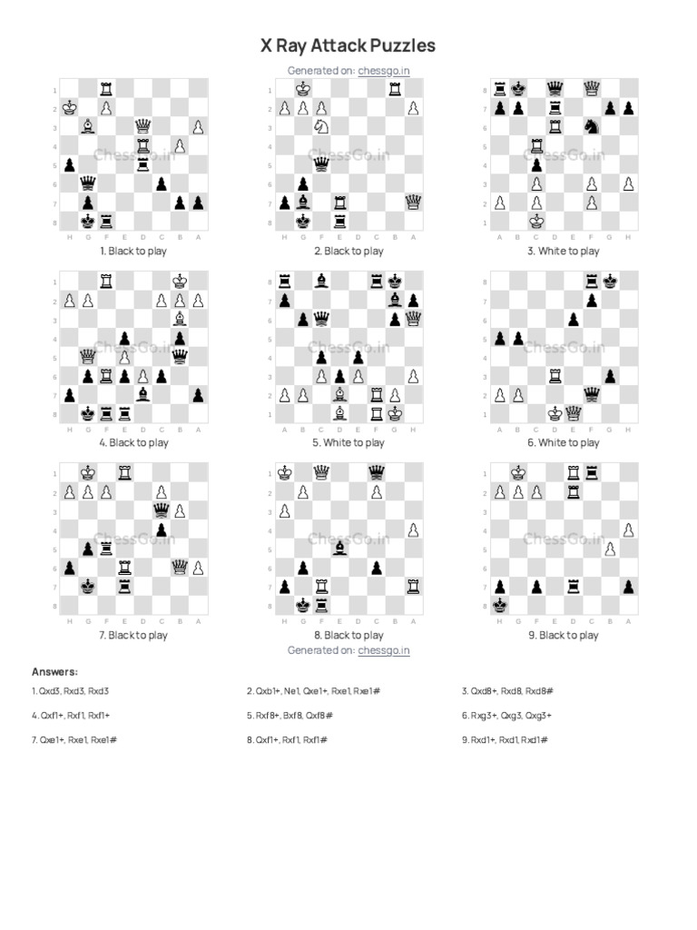 X Ray Attack Chess Puzzles - Easiest Difficulty - ChessGo - in | PDF