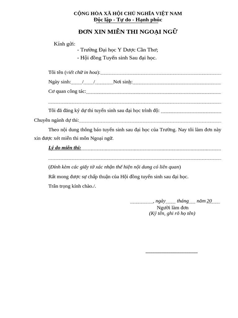 Don Xin Mien Thi Mon Ngoai Ngu | PDF