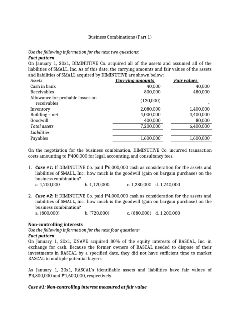 Chapter-1-Business-Combination-Part-1-Testbank | PDF Chapter-1-Business-Combination-Part-1-Testbank | PDF