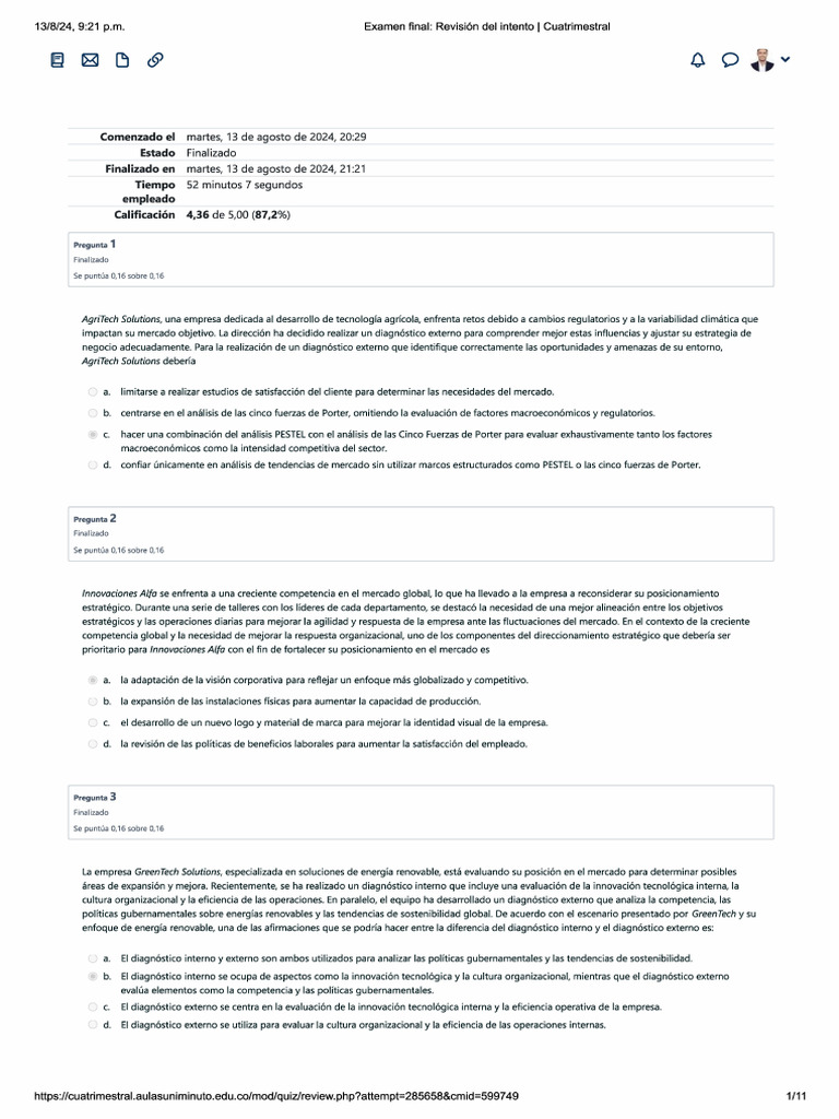 Cuesti Final | PDF | Business | Planificación estratégica