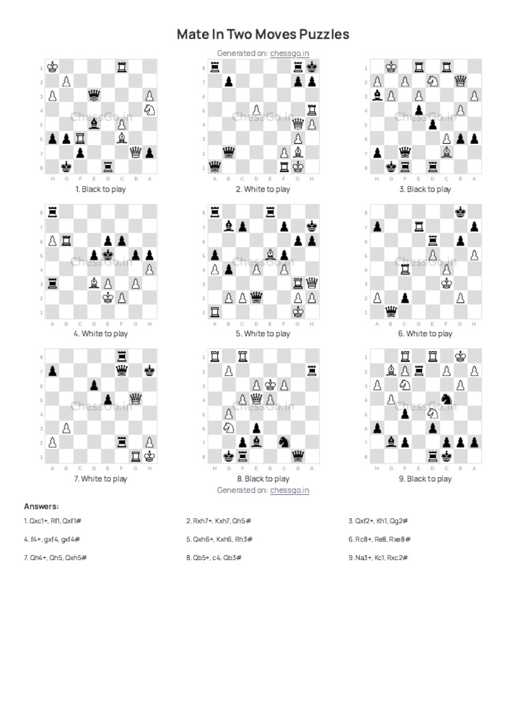 Mate in Two Moves Chess Puzzles - Normal Difficulty - ChessGo - in | PDF
