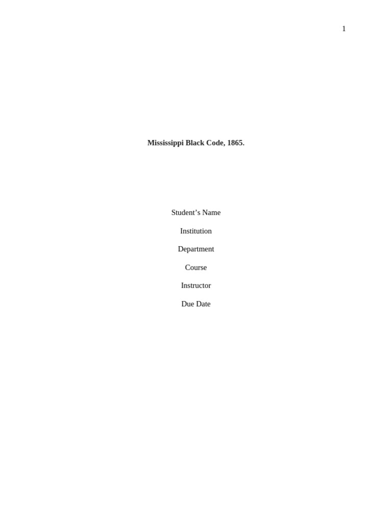 Mississippi Black Code, 1865 | PDF | Public Law | Politics