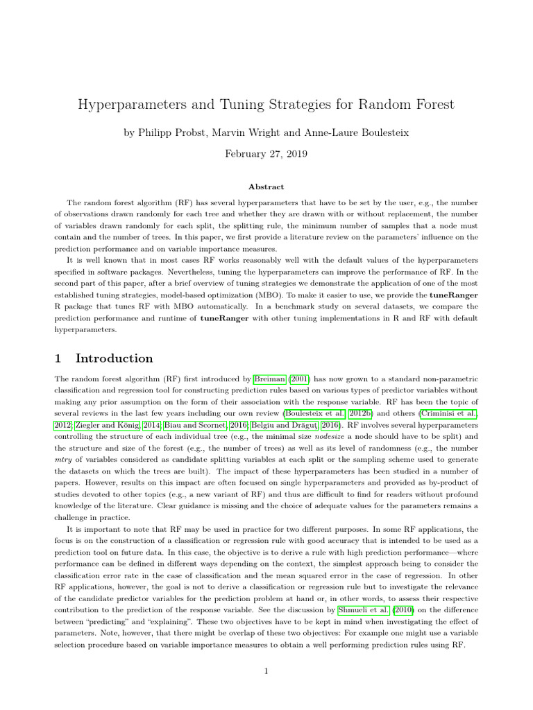 Hyperparameters and Tuning Strategies For Random Forest | PDF