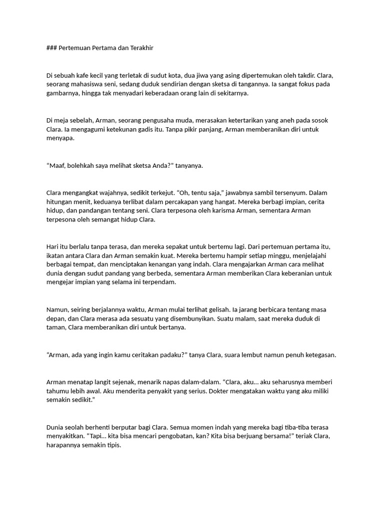 Pertemuan Pertama Dan Terakhir Cerpen | PDF