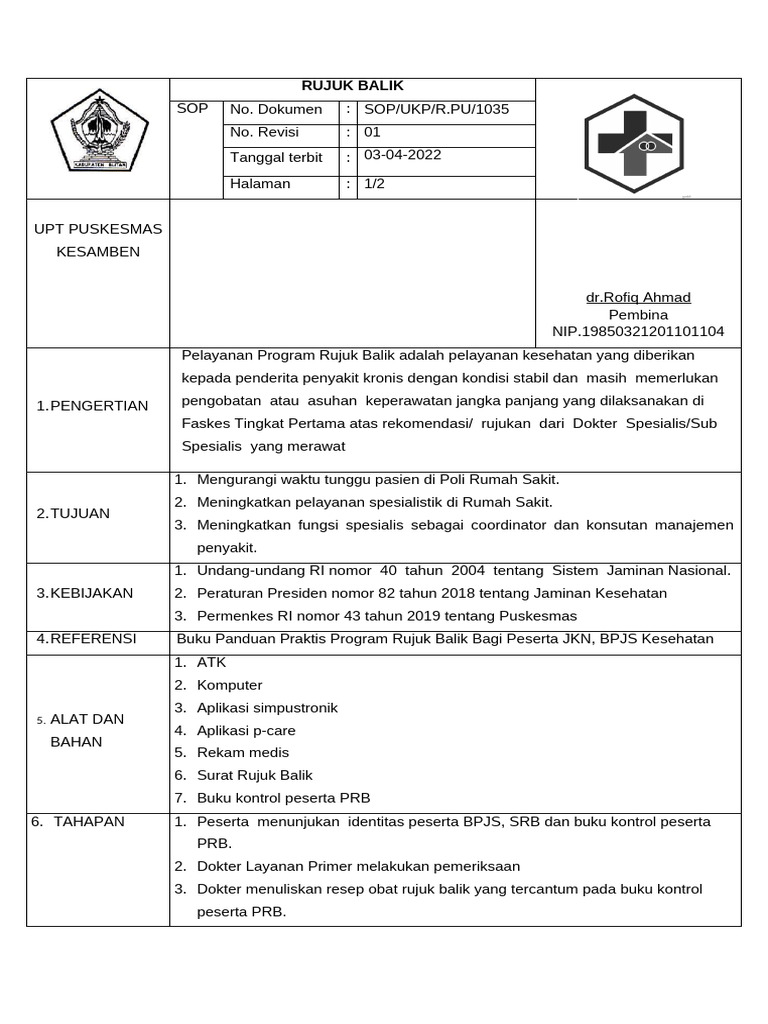 Sop Rujuk Balik | PDF