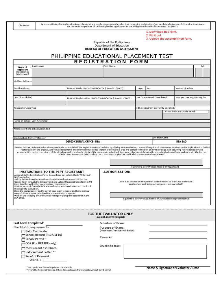 PEPT Online Registration Form | PDF