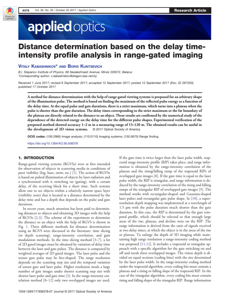 Distance Determination Based On The Delay Time-Intensity Profile ...
