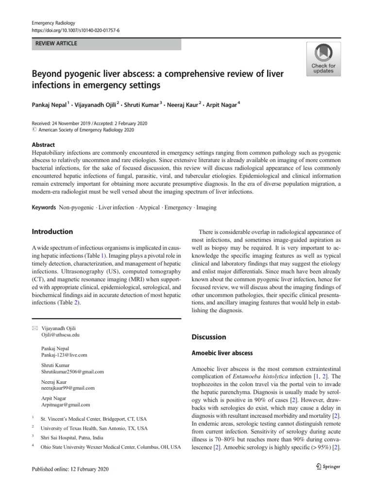 Beyond Pyogenic Liver Abscess | PDF