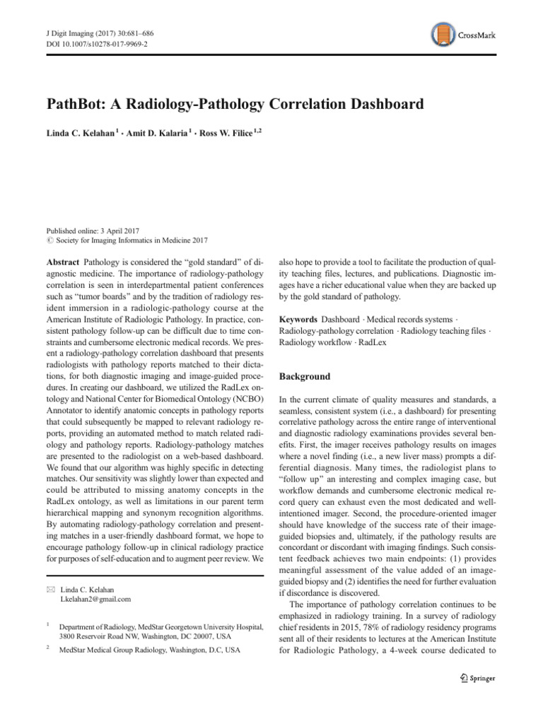 PathBotA Radiology-Pathology Correlation Dashboard | PDF