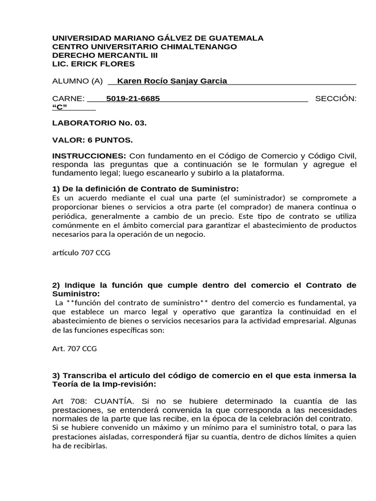 Laboratorio 03 Mercantil Iii | PDF