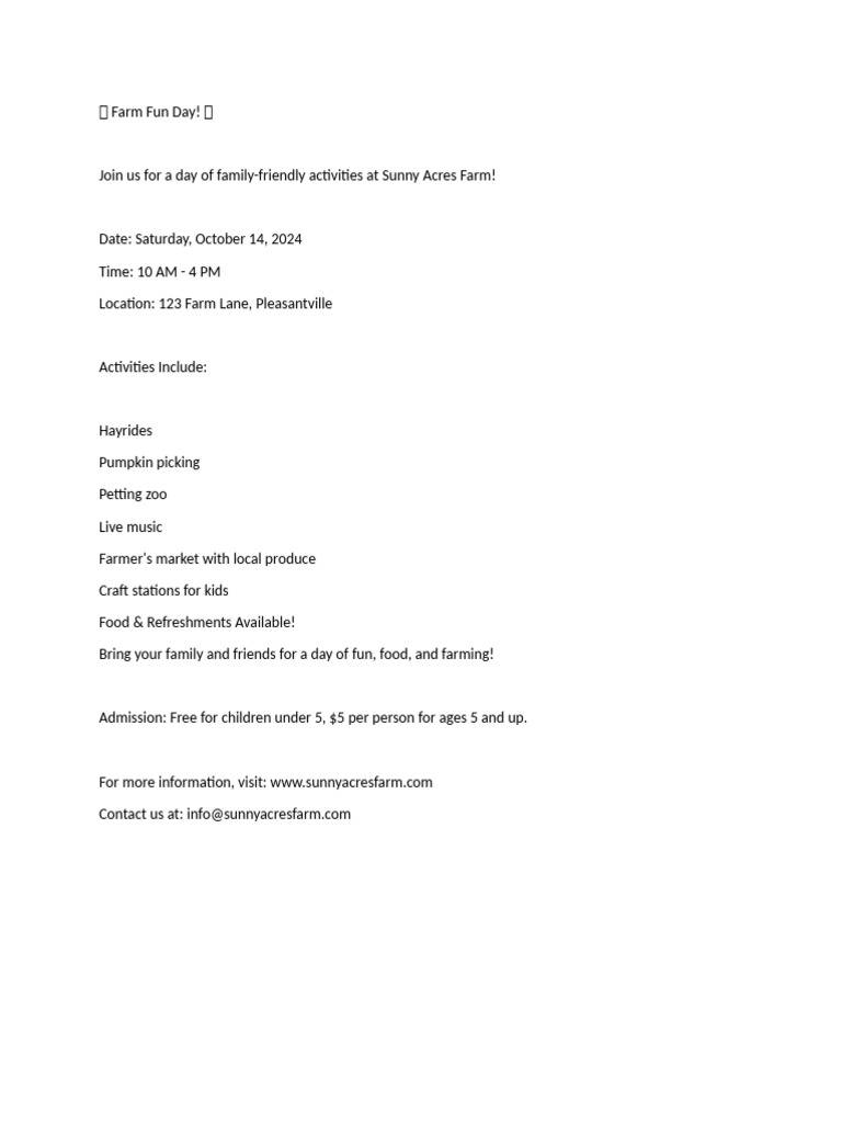 ? Farm Fun Day | PDF