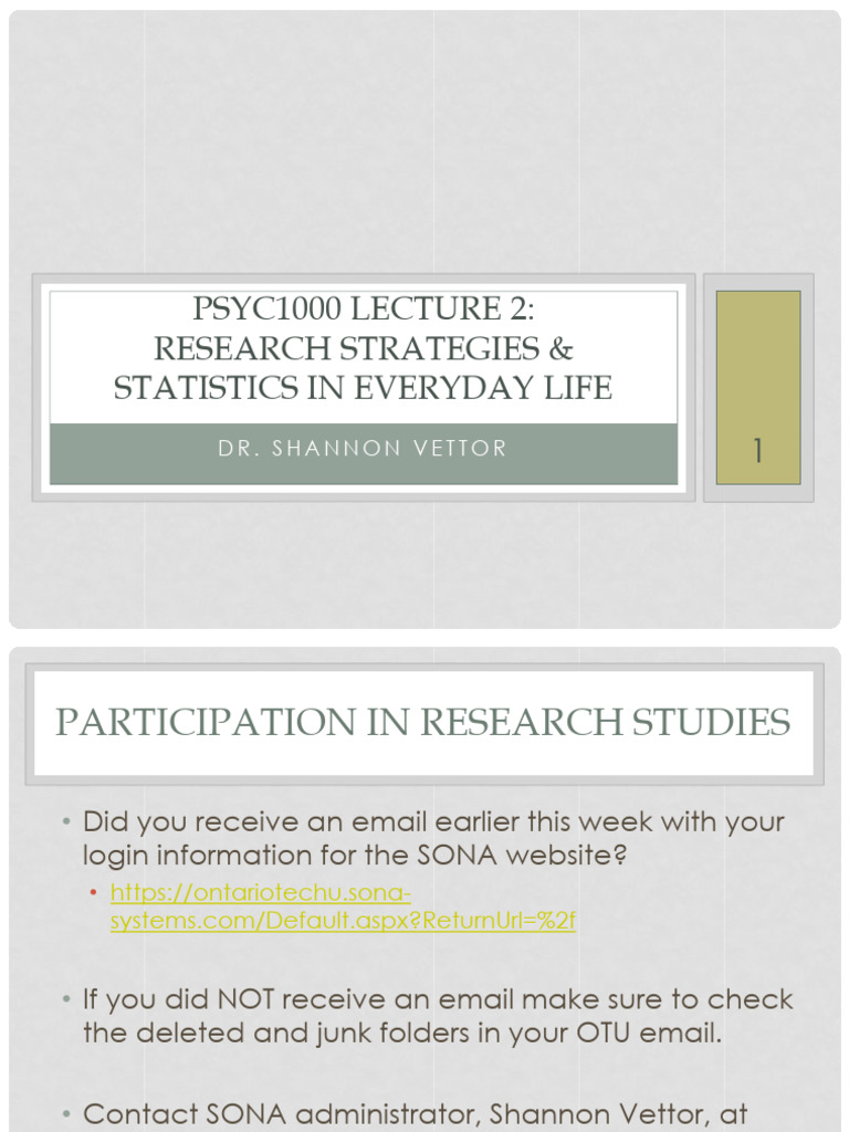 Psyc1000 Fall 2024 Lecture 2 Research Methods Student | PDF | Scientific Method | Statistics