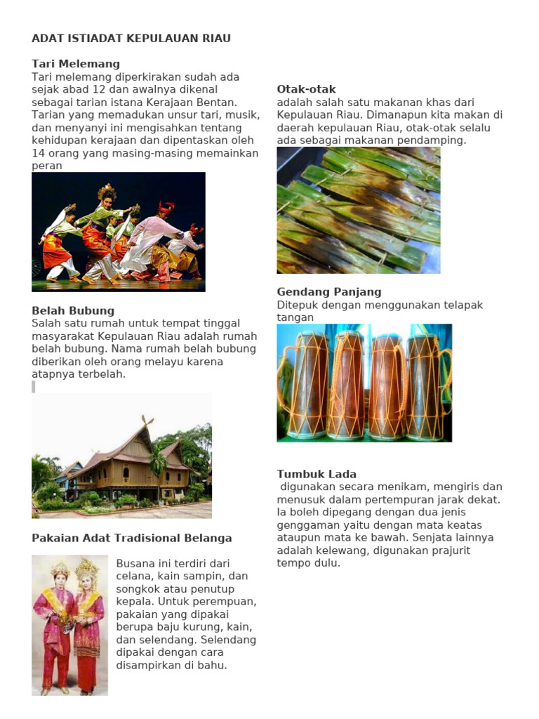 Adat Istiadat Kepulauan Riau | PDF