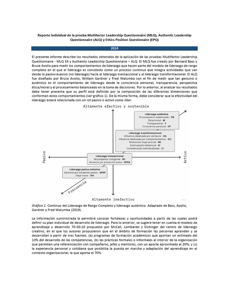 Manual para Interpretar Los Resultados Pruebas MLQ, ALQ y EPQ | PDF