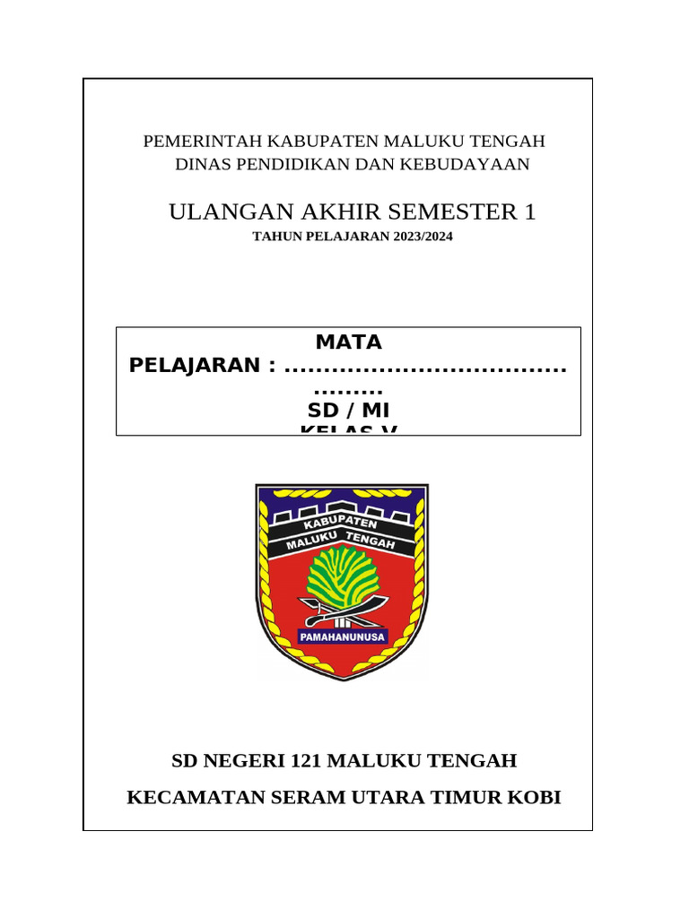 Sampul Ulangan Semester 1 | PDF
