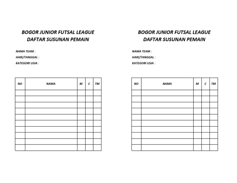 DAFTAR SUSUNAN PEMAIN | PDF