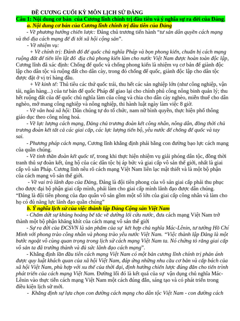 Đề cương ôn tập cuối kỳ LSD | PDF