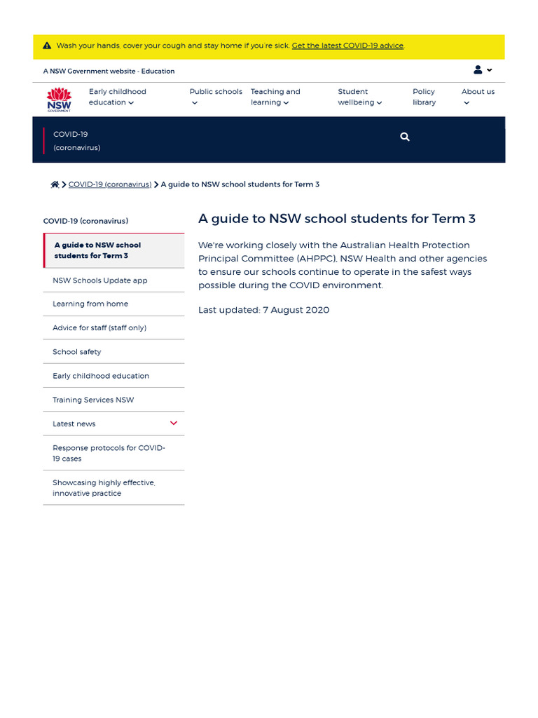 A Guide To NSW School Students For Term 3 | PDF