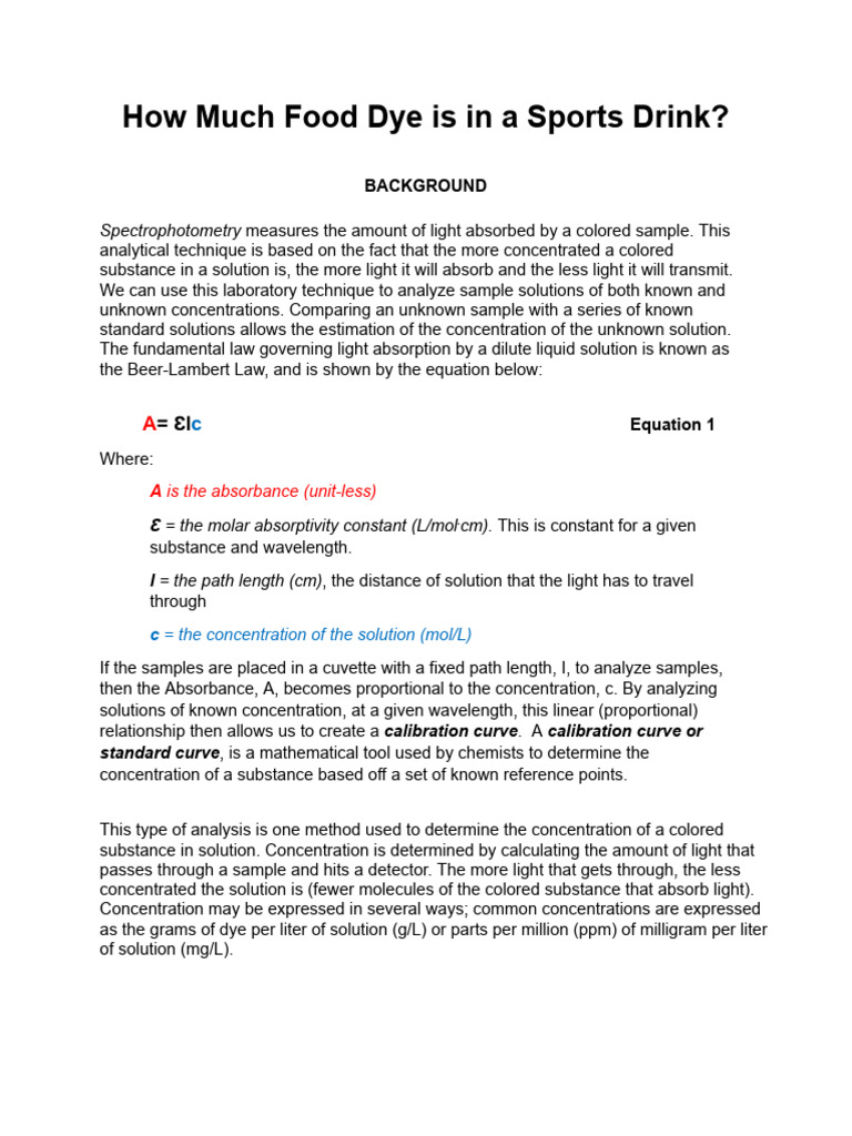 How - Much - Food - Dye - Is - in - A - Sports - Drink - Handout - S24 ...