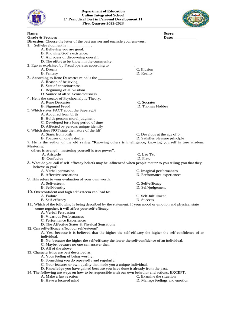 PerDev FIRST GRADING | PDF | Id | Feeling