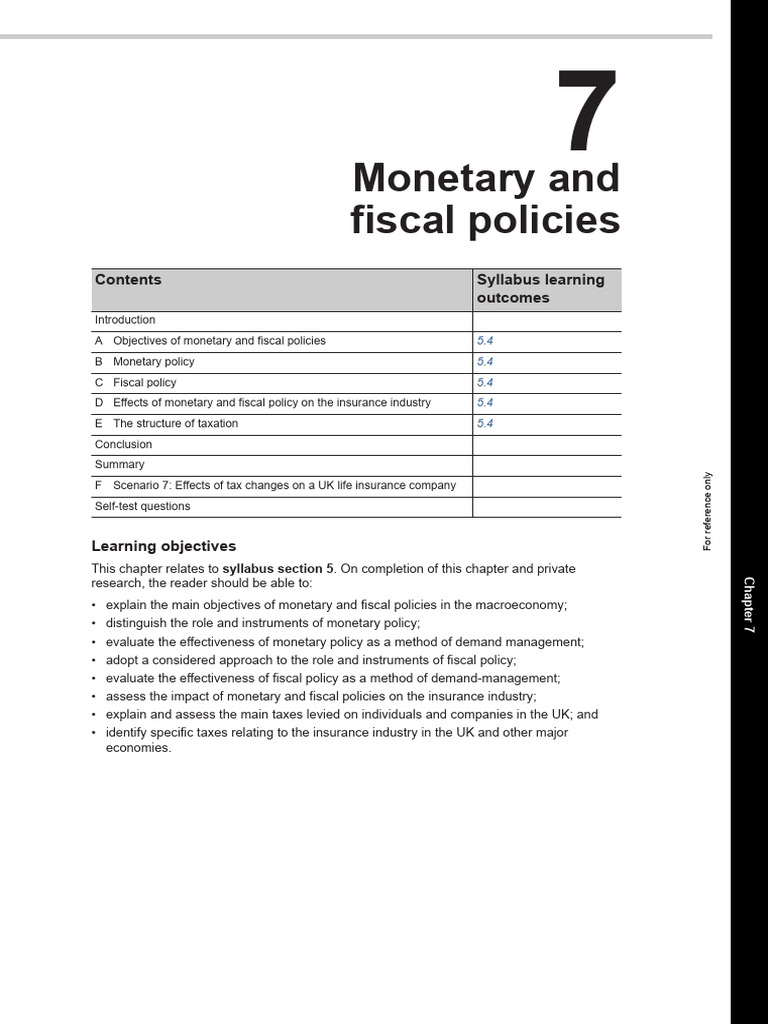 Chapter 7 Monetary and Fiscal Policies | PDF